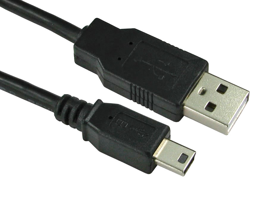 CORDON USB 2.0, Type A mâle - Type B-mini 5-pôles mâle, 2m