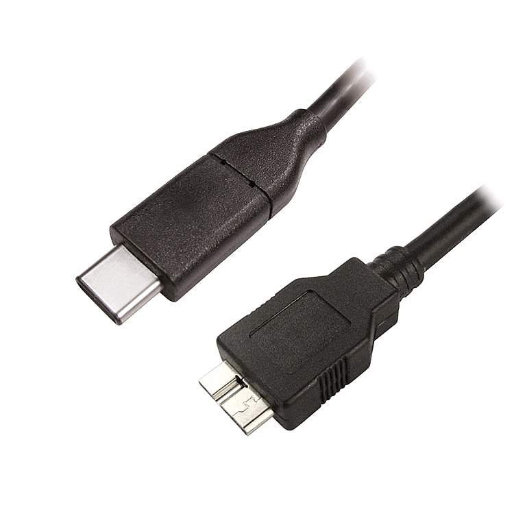 CORDON USB 3.1, type C mâle - type B-micro mâle, 2m, noir