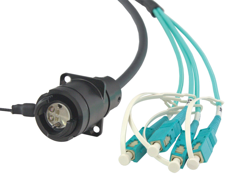 CANFORD FIBRECO HMA XLR bulkhead connector, 4-channel, MM, with SC ...