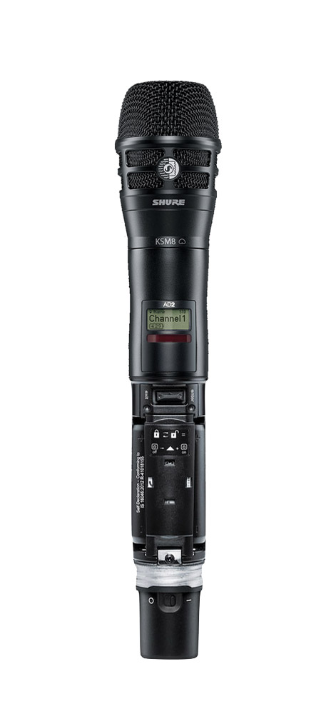 SHURE AD2/K8B EMETTEUR HF A MAIN KSM8, cardioïde, Dualdyne, 470-636MHz (G56), noir