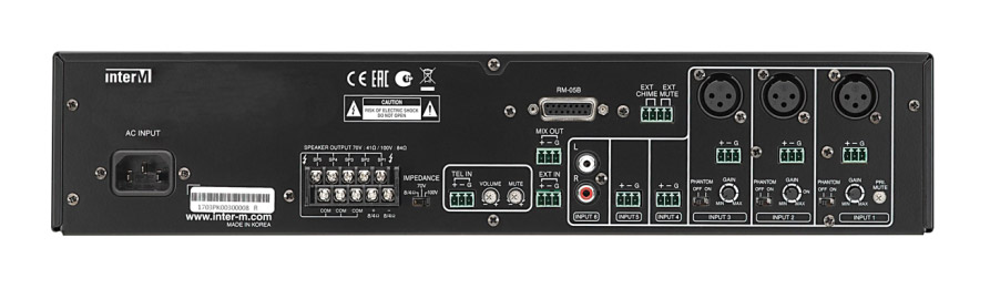 INTER-M PA240A AMPLI-MELANGEUR 6x entrées micro/ligne, 1x entrée ...